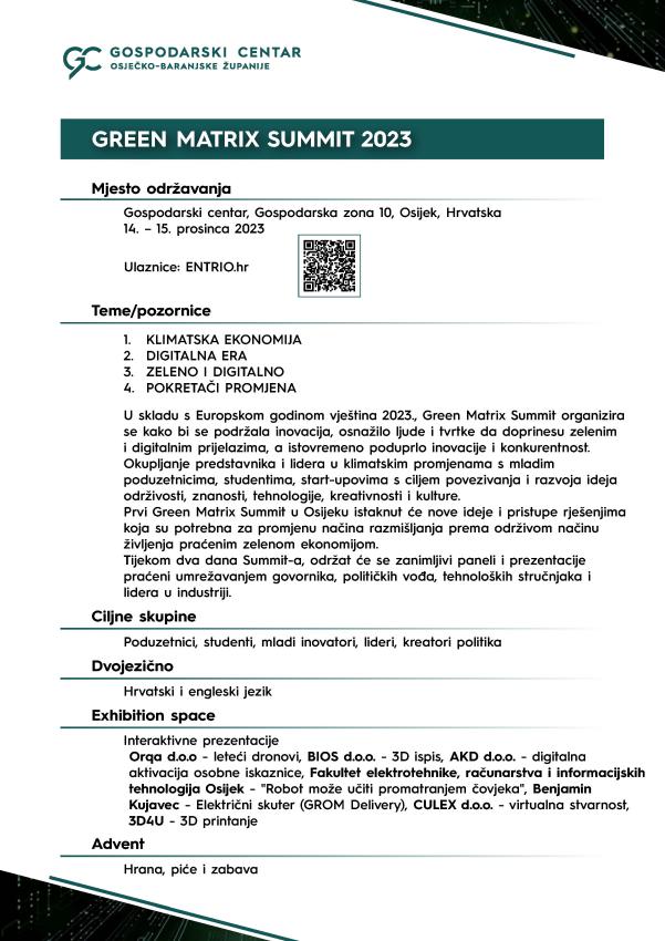Green Matrix Summit: Skup stručnjaka u Osijeku! Dolaze Dalić, Ergović ...